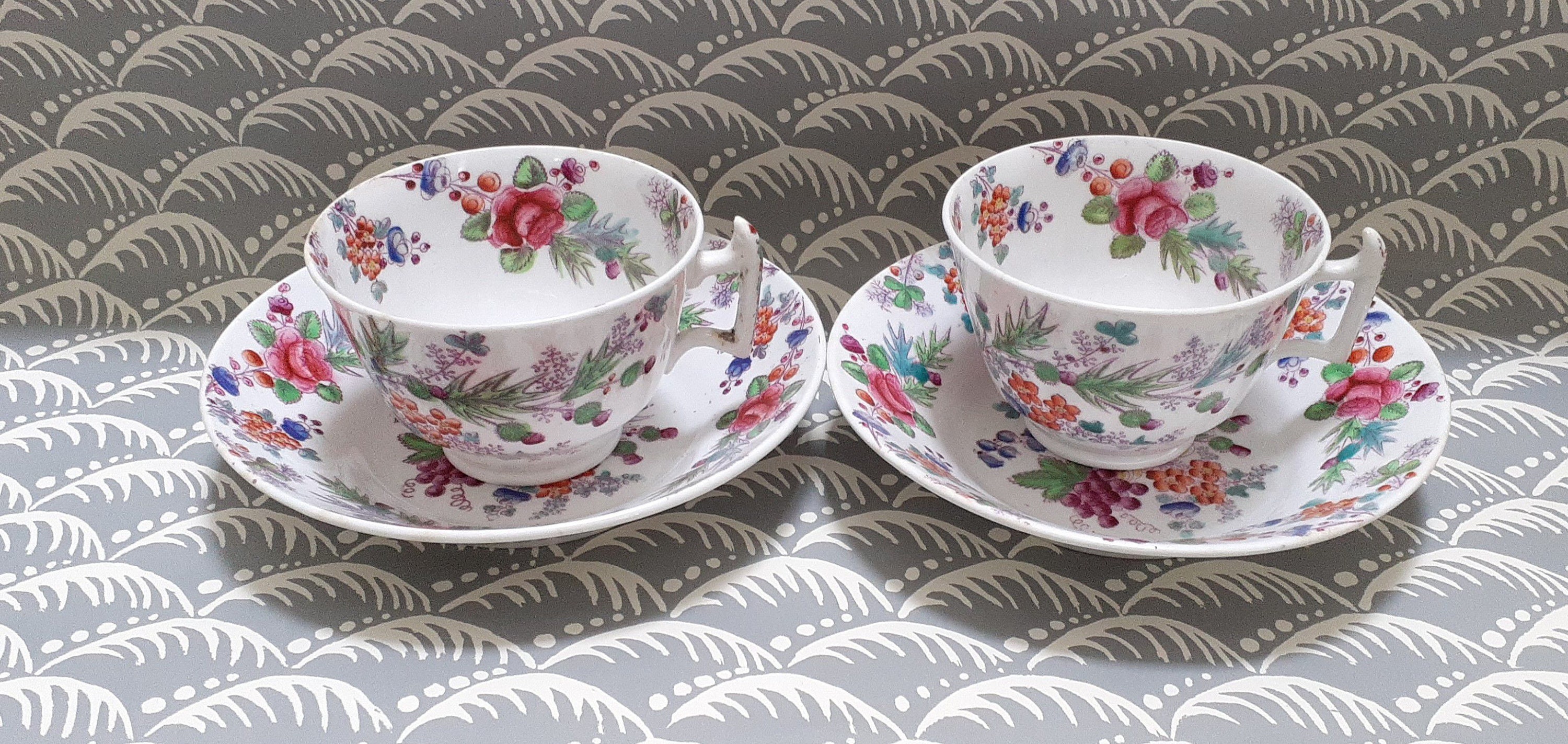 Antique Hilditch & Son Pair of Tea Cups and Saucers 1822-1830 - Etsy