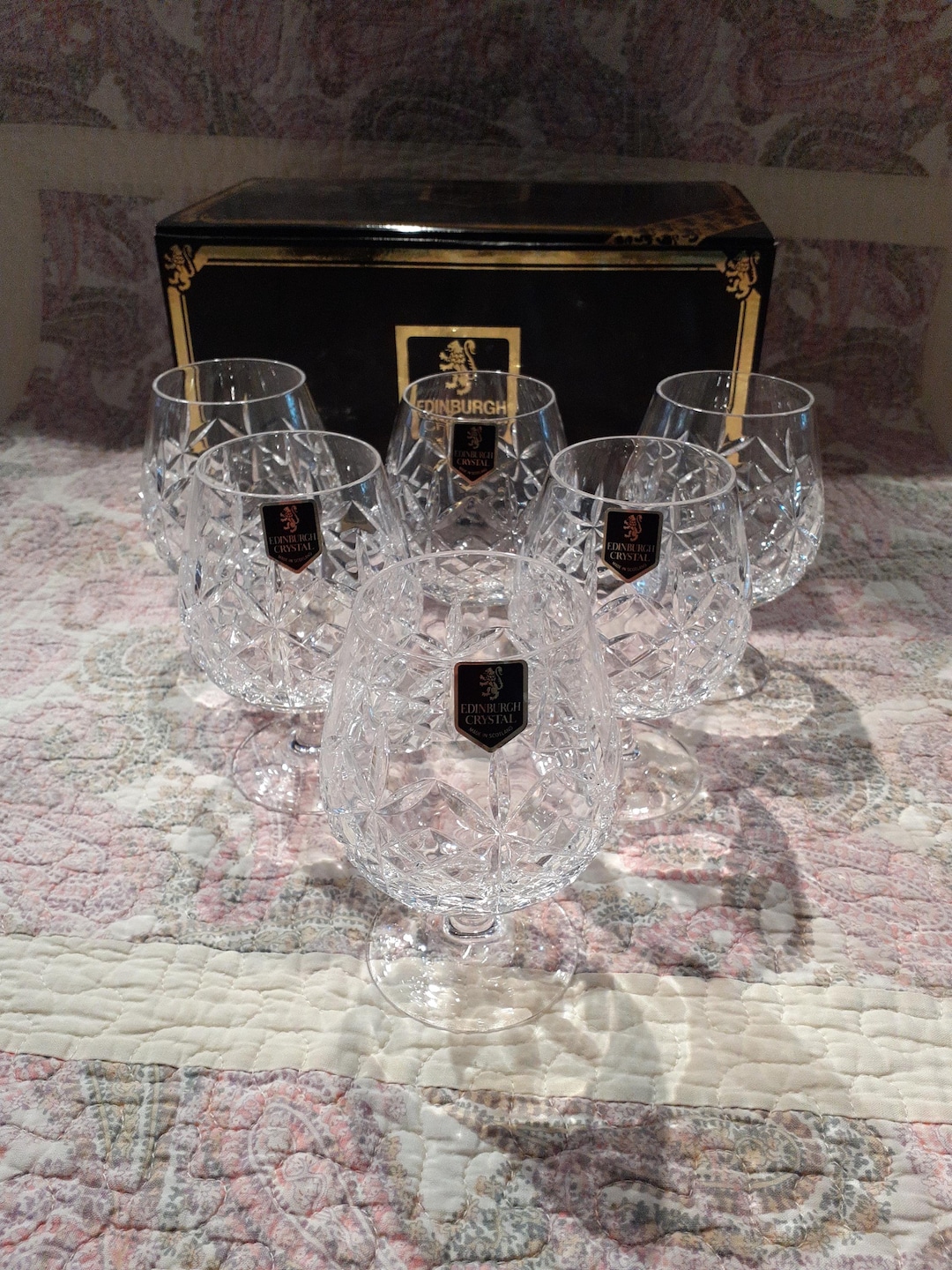 Edinburgh Lead Crystal 6 X Brandy Glasses Pattern Code ED122 Vertical ...