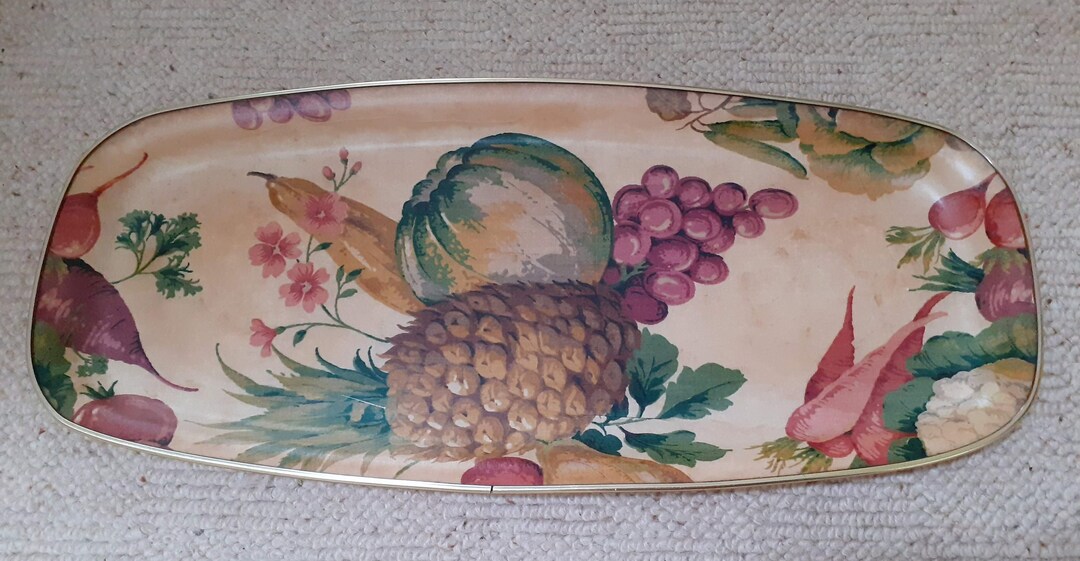 Arnold Designs Fibreglass Tray Decorated With Fruits and Vegetables - Etsy
