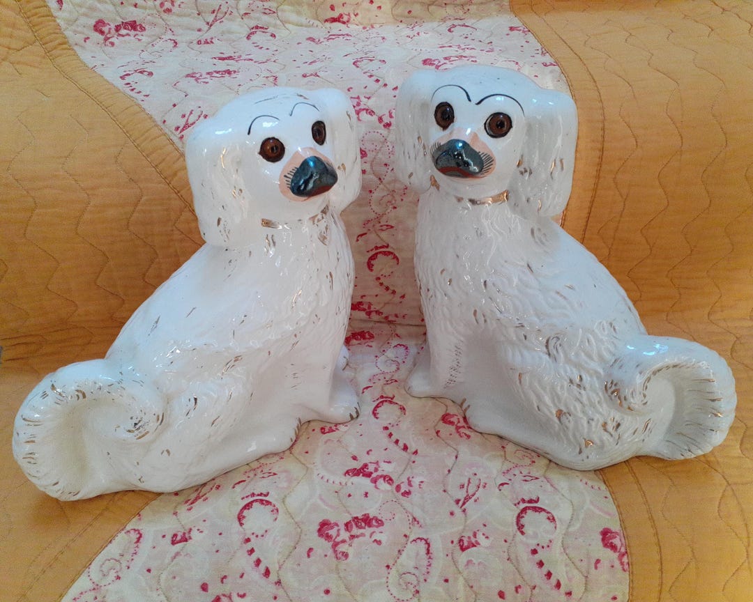 Pair of Antique Staffordshire Chimney Spaniels or Wally Dogs - Etsy