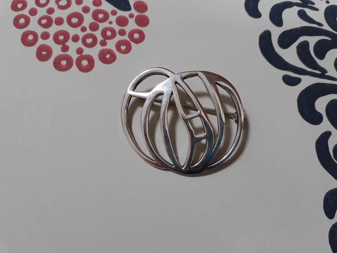 Charles Rennie Mackintosh Style Glasgow Rose Design 925 Sterling Silver ...