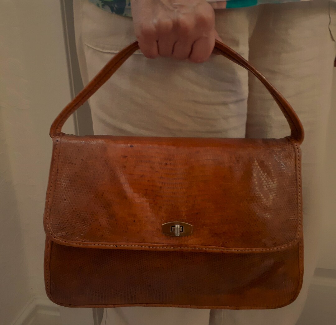 Vintage Real Lizard Skin Large Leather Handbag or Purse - Etsy