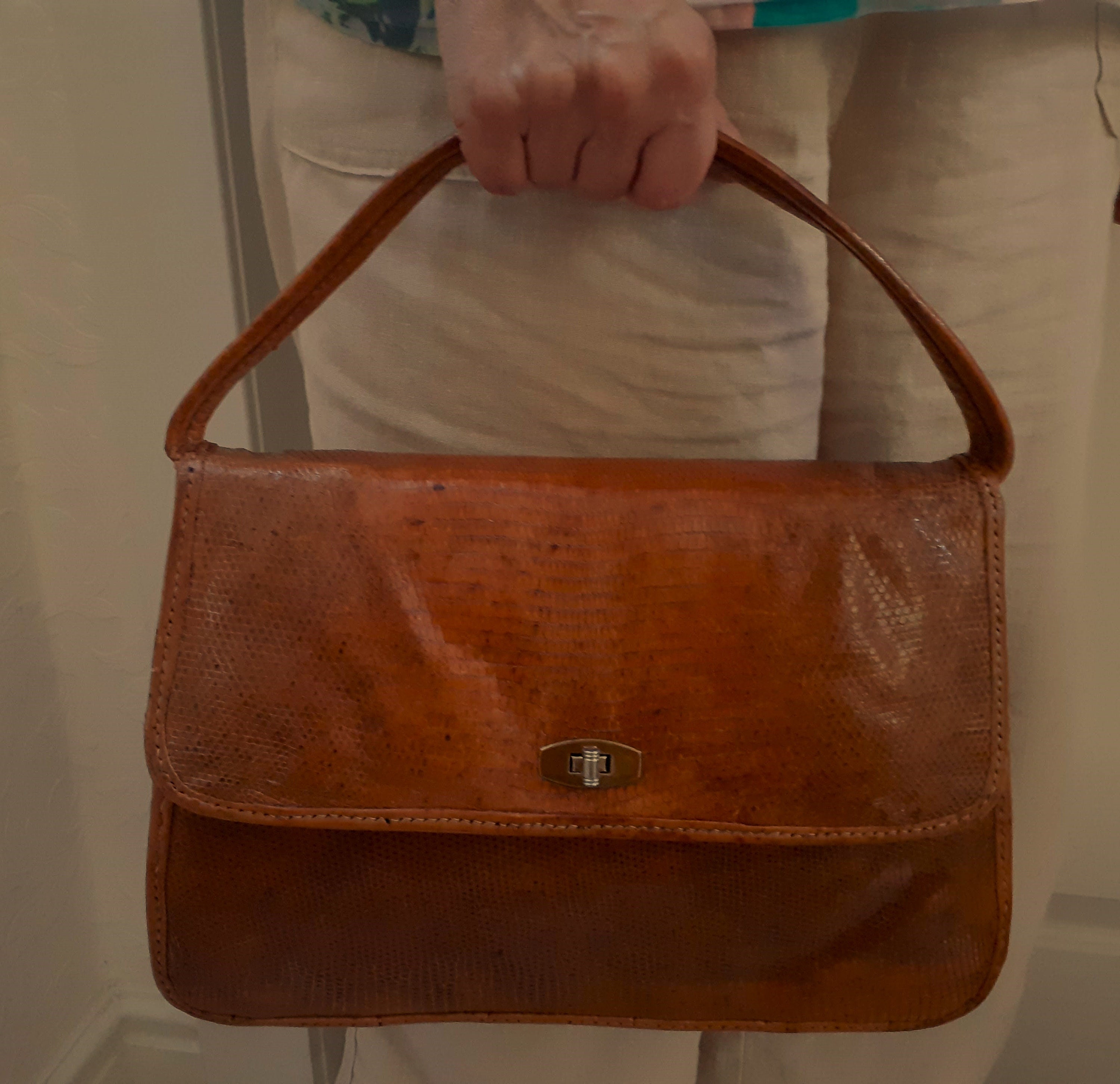 Vintage Real Lizard Skin Large Leather Handbag or Purse - Etsy