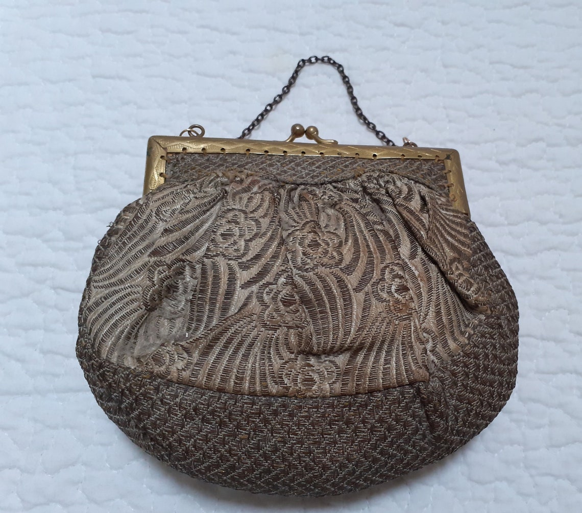Vintage Taffeta and Gold Wire Work Sparkly Evening Purse - Etsy