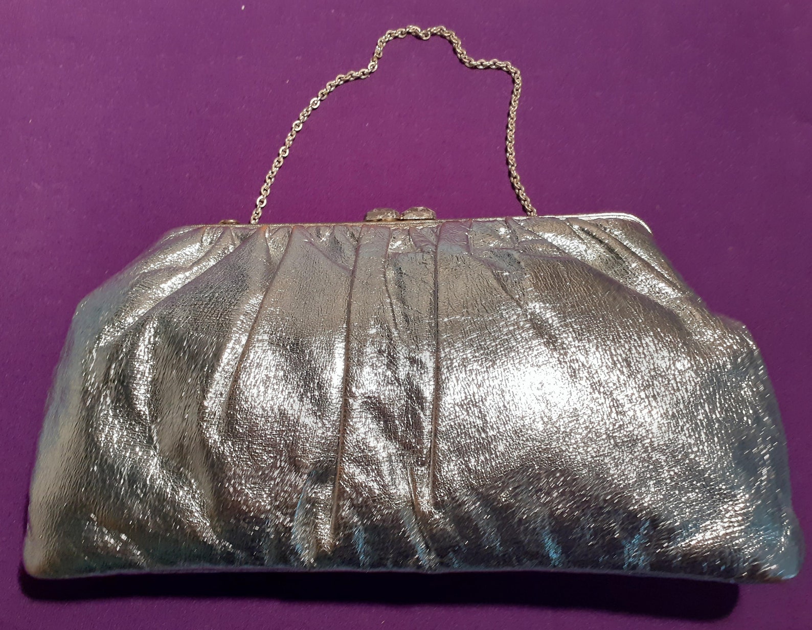 Vintage Silver Evening Purse With Central Diamante Purse Clasp and ...