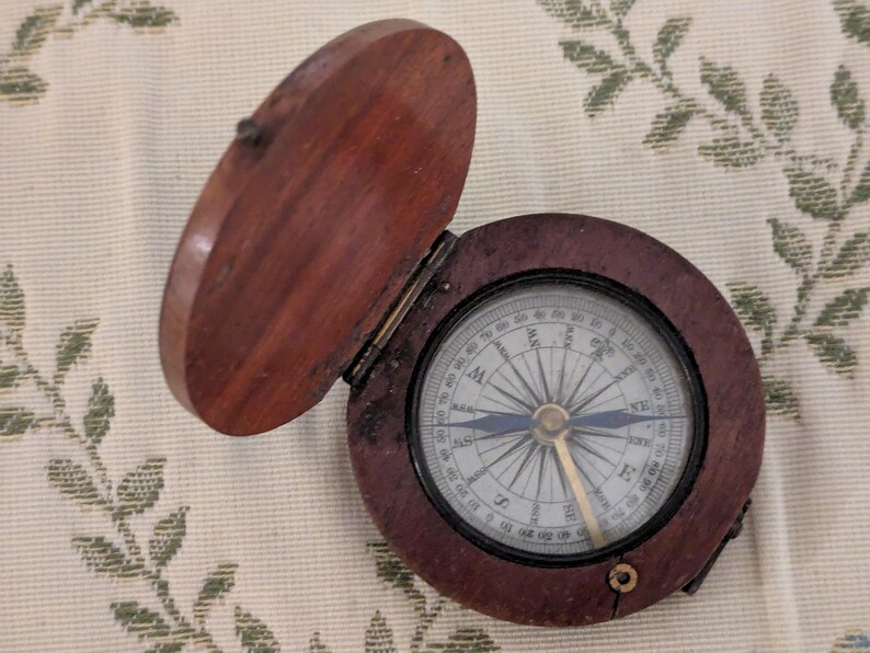 Georgian Antique Pocket Compass in Original Olive Wood Casing - Etsy