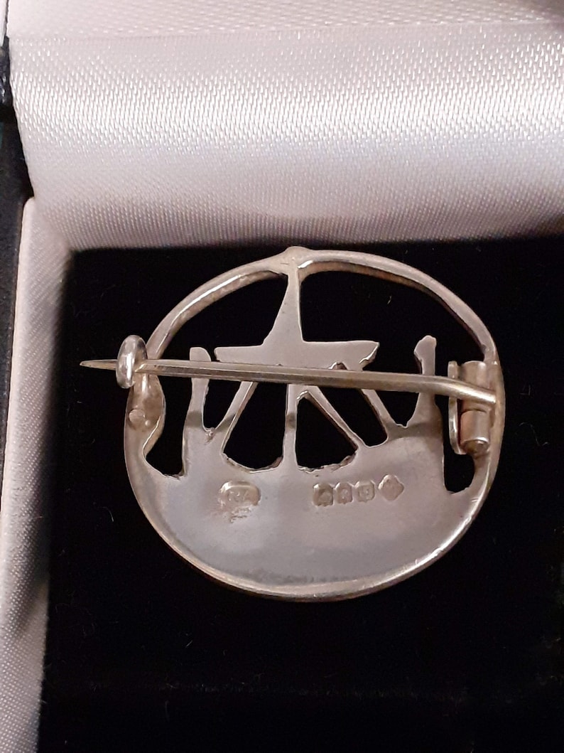 Circular Hallmarked Silver Celtic Longship Brooch by Robert Allison - Etsy