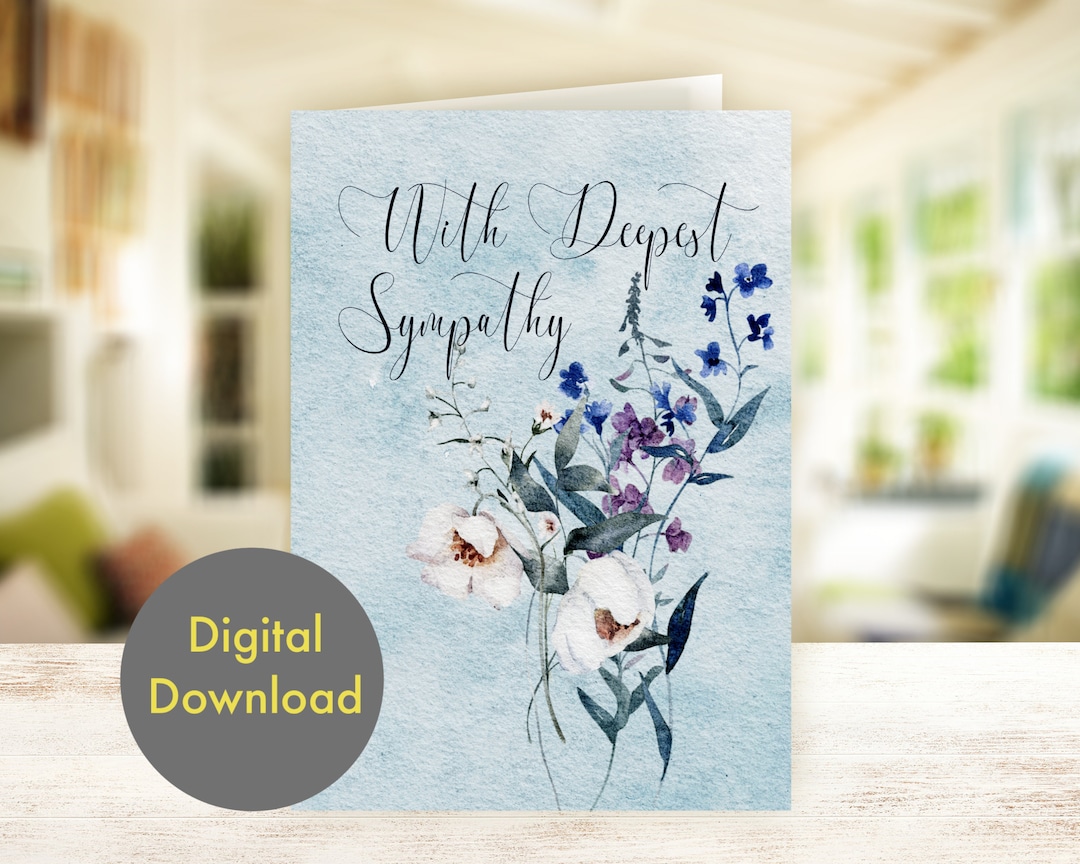 Floral Sympathy Card: Printable Flower Design (digital Card) - Etsy