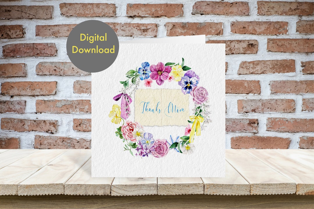 Mother’s Day Card - Flower Wreath - Printable, Digital Card - Etsy