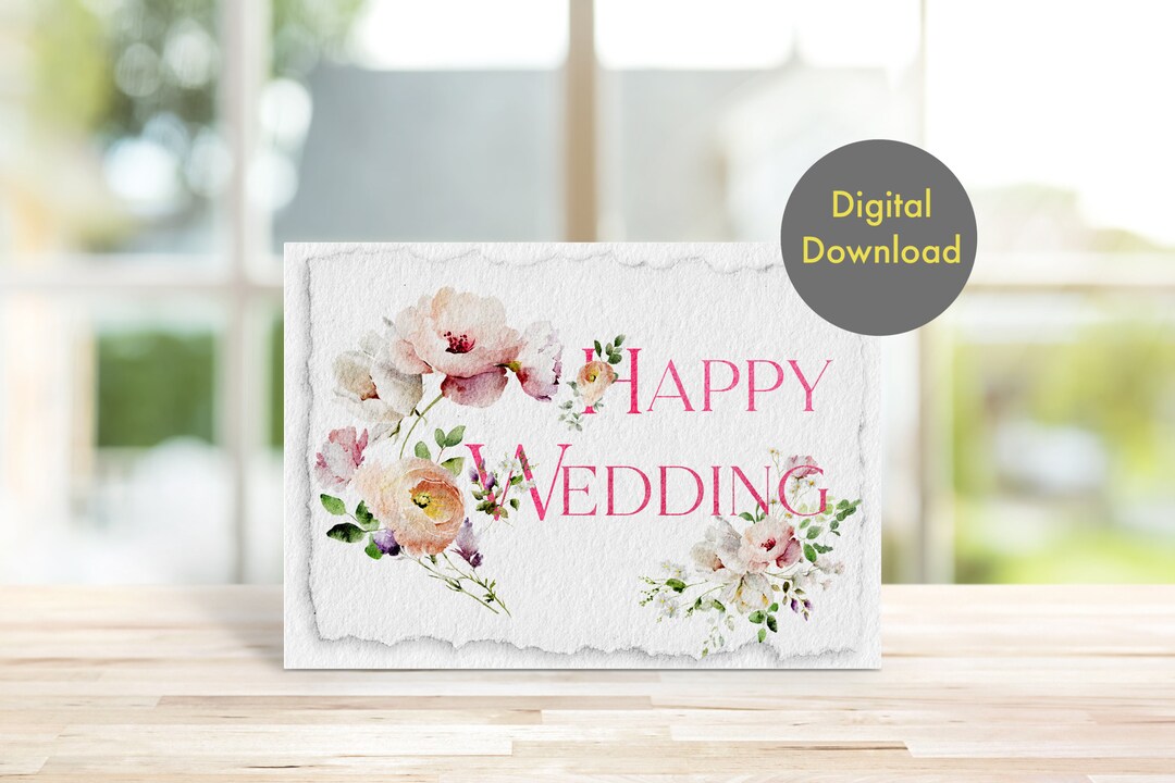 Congratulations Card - Happy Wedding - Printable, Digital Card - Etsy