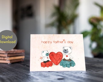 Papa Bear Valentine's Day Printable Card for Him Dad, Husband ...