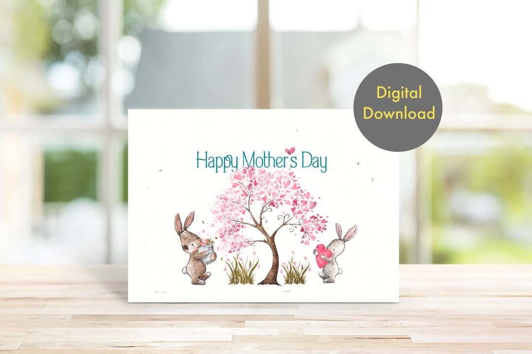 Rabbit Mother's Day Card: Printable Bunny Design (digital Card) - Etsy