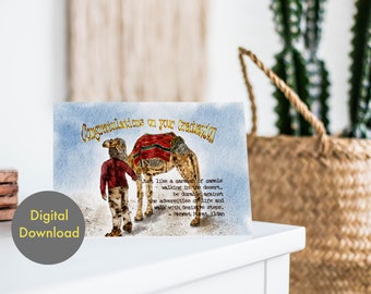 Graduation Card - Donkey With Cap - Printable, Digital Card - Etsy