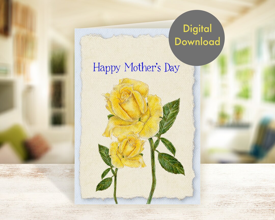 Mothers Day Card Roses Printable, Digital Card - Etsy