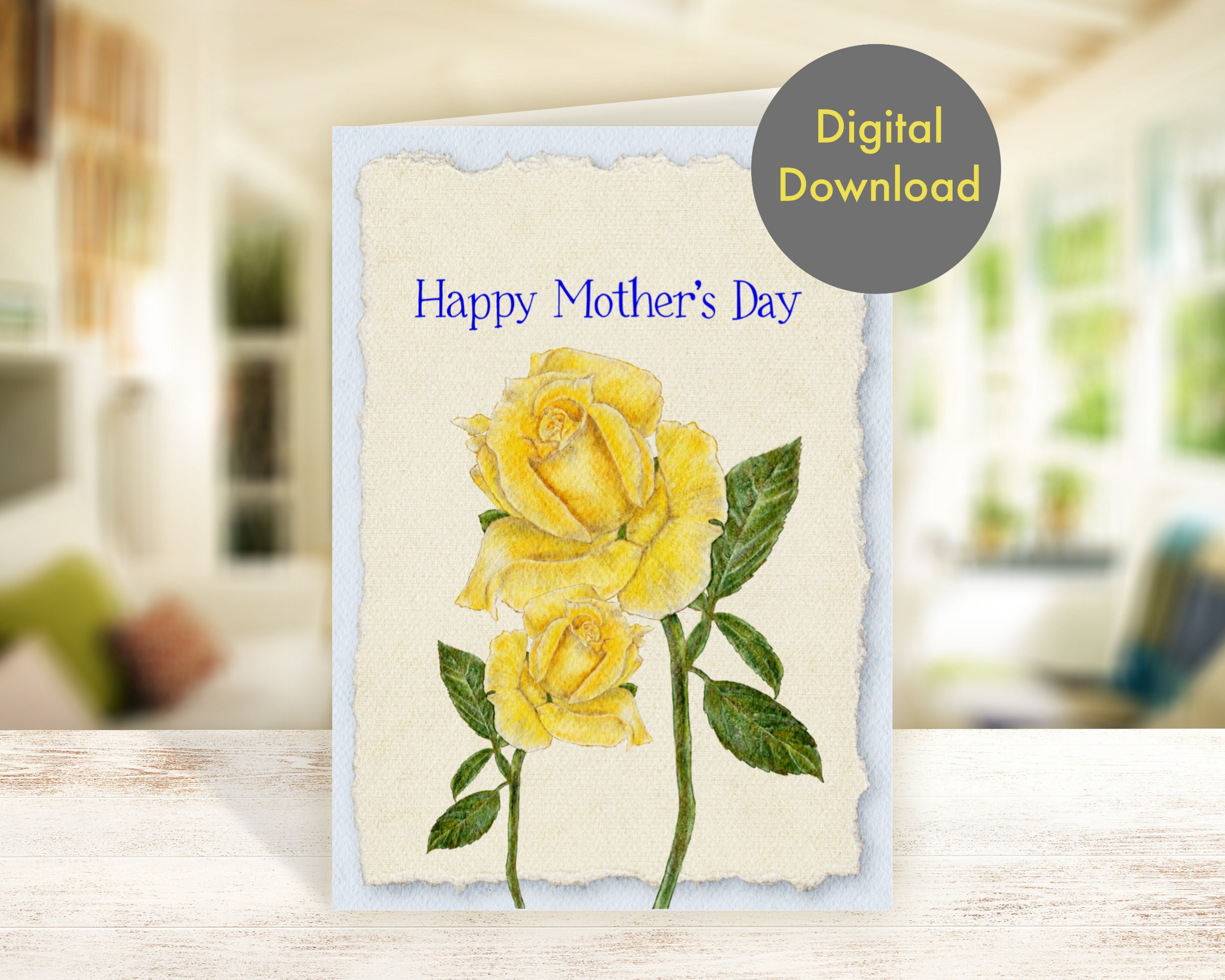 Mothers Day Card Roses Printable, Digital Card - Etsy