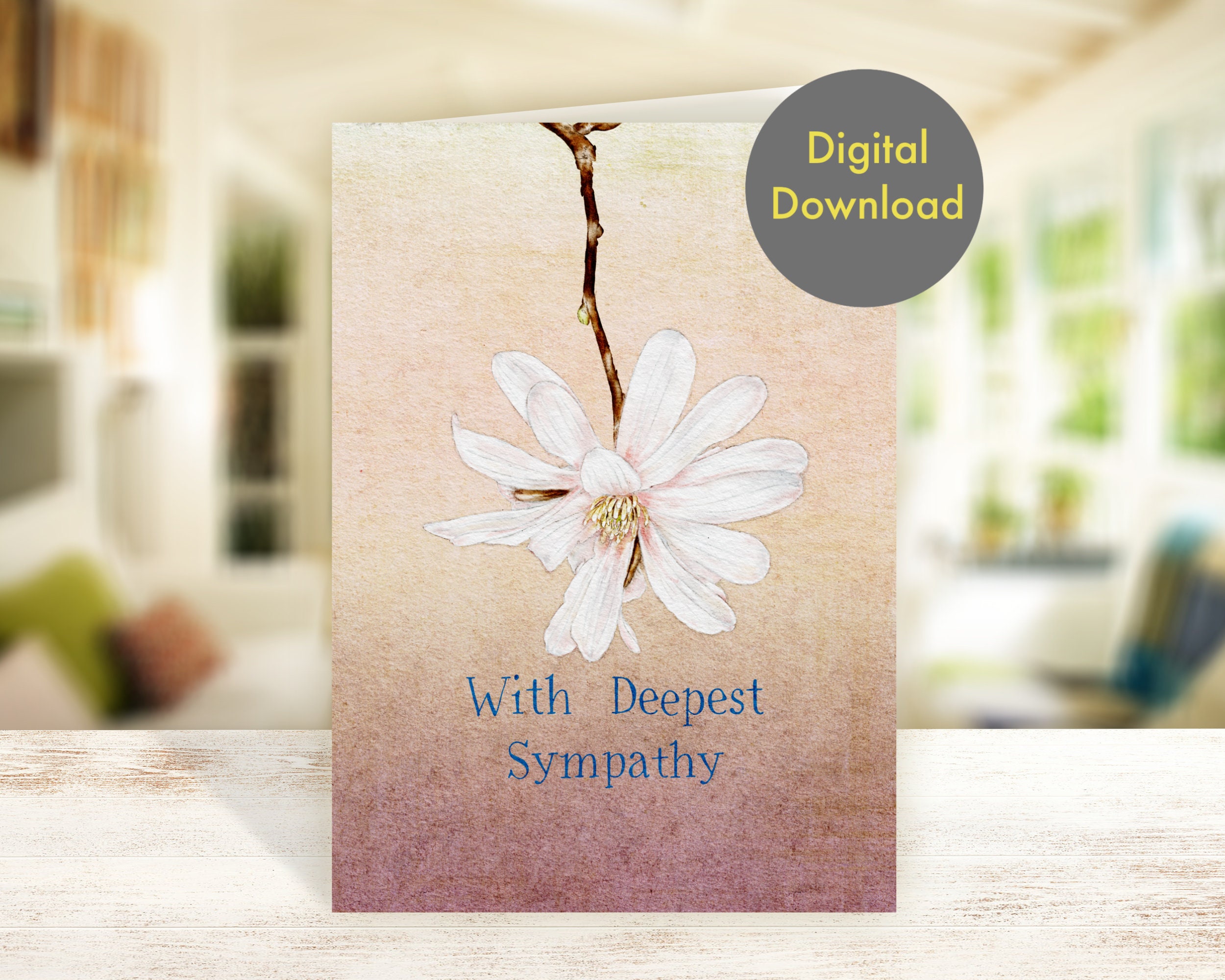 Sympathy Card - Star Magnolia - Printable, Digital Card - Etsy