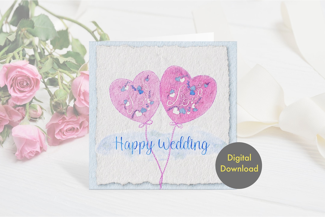Congratulations Card - Happy Wedding - Printable, Digital Card - Etsy