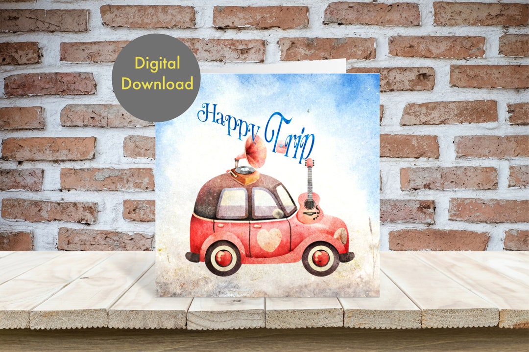 Adventure Greeting Card - Happy Trip - Printable, Digital Card | Bon ...