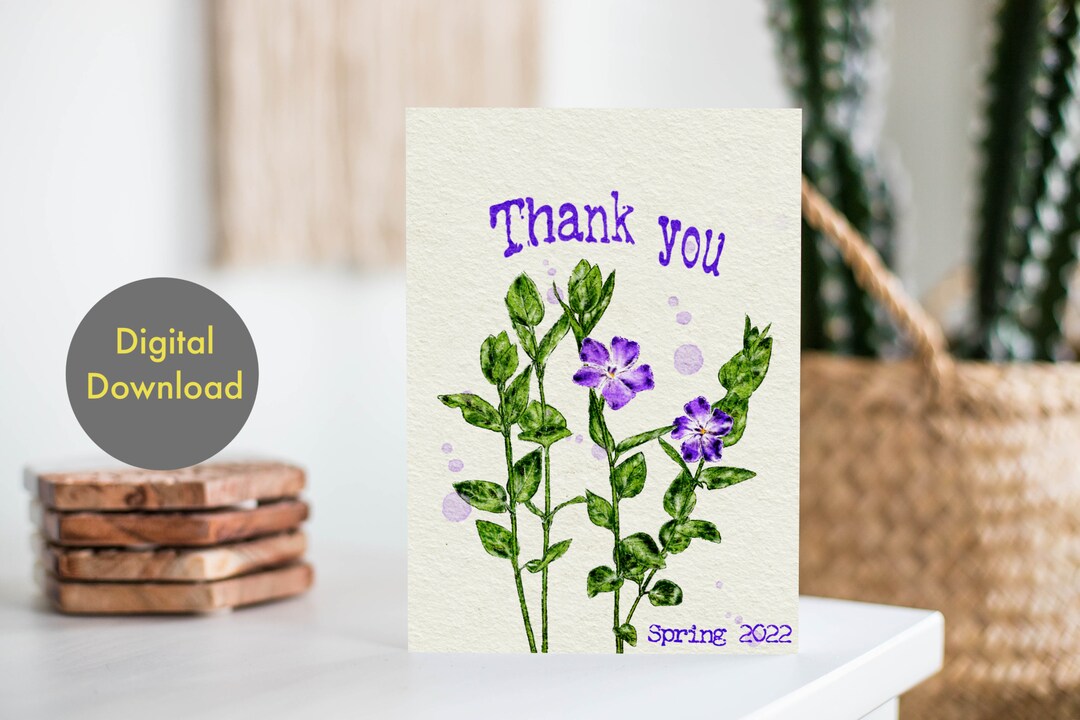 Thank You Card Periwinkle Printable Digital Card - Etsy