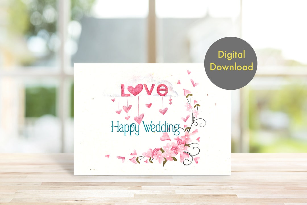 Congratulations Card - Happy Wedding - Printable, Digital Card - Etsy