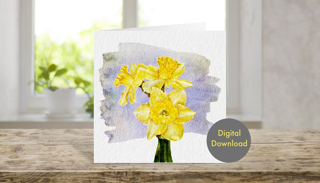 Blank Greeting Card - daffodils - Printable - Digital Card - Etsy