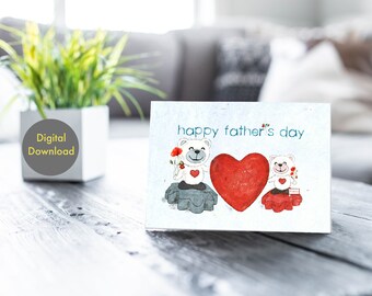 Papa Bear Printable PDF Father's Day Card - Etsy