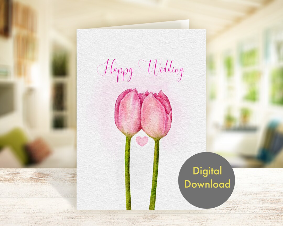 Congratulations Card - Happy Wedding - Printable, Digital Card - Etsy