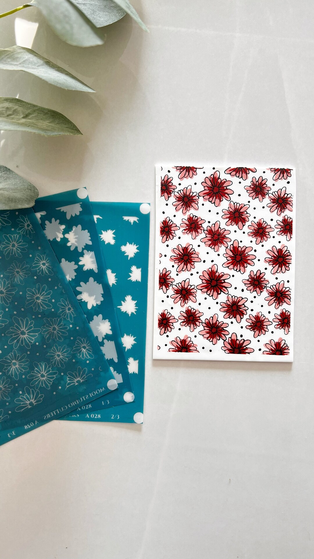 Layered Floral Design Polymer Clay Silkscreen Botanic Pattern Floral ...