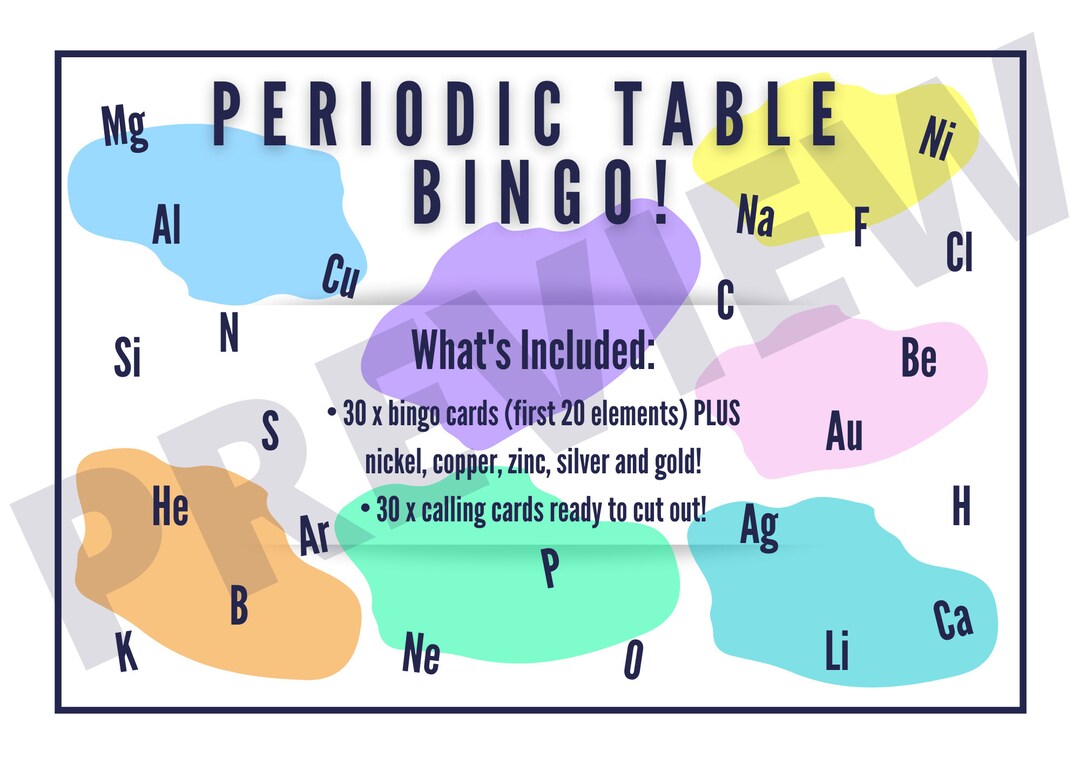 Periodic Table Bingo - Etsy