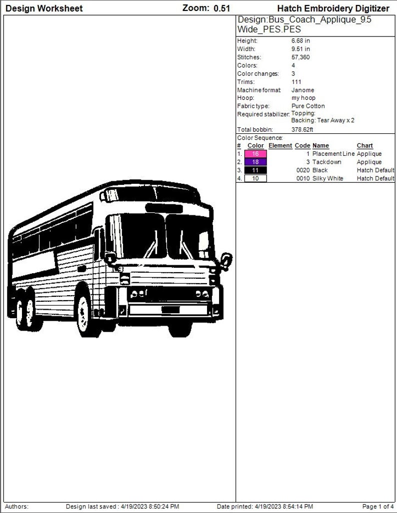 Coach Bus Embroidery Applique Design - Etsy
