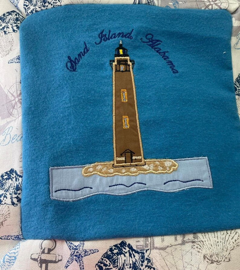 Sand Island Lighthouse Embroidery Applique Digital Design - Etsy