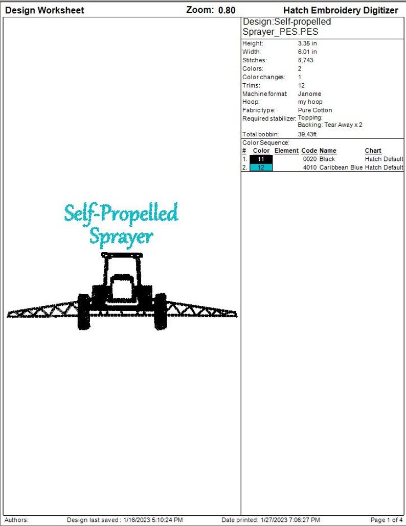 Self-propelled Sprayer Embroidery Digital Design - Etsy