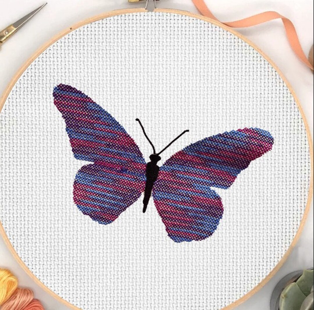 Butterfly Cross Stich Embroidery Digital Design - Etsy