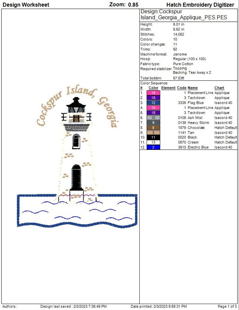 Cockspur Island Lighthouse Embroidery Applique Digital Design - Etsy
