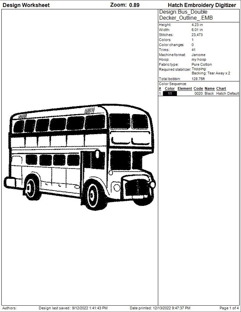 Double Decker Bus Outline Embroidery Design - Etsy