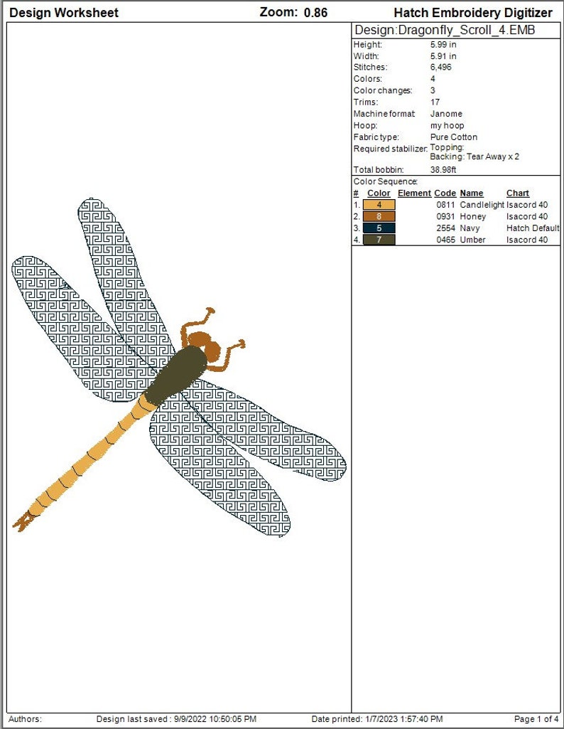 Dragonfly Scroll 4 Embroidery Digital Design - Etsy