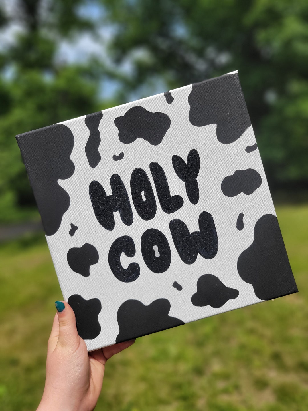 Holy Cow Funny Quote Glitter Painting Wall Art - Etsy