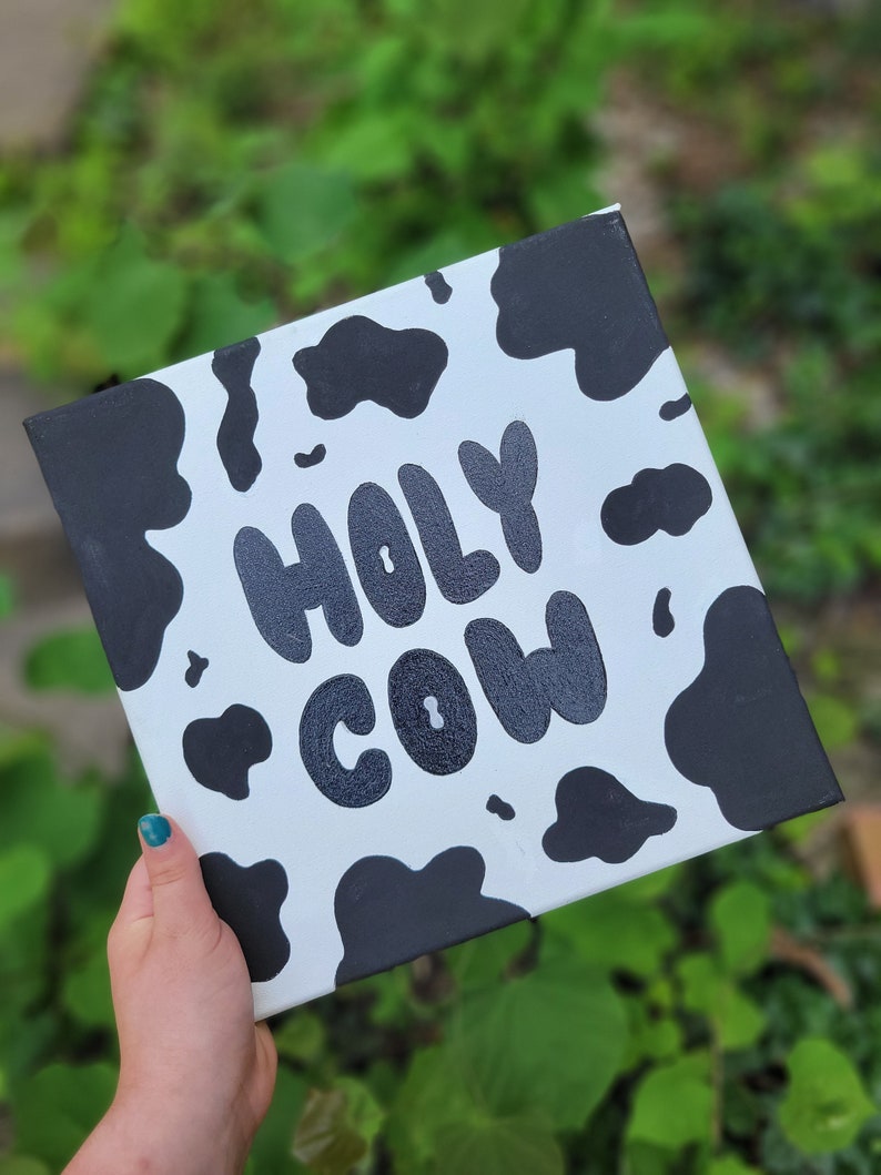 Holy Cow Funny Quote Glitter Painting Wall Art - Etsy