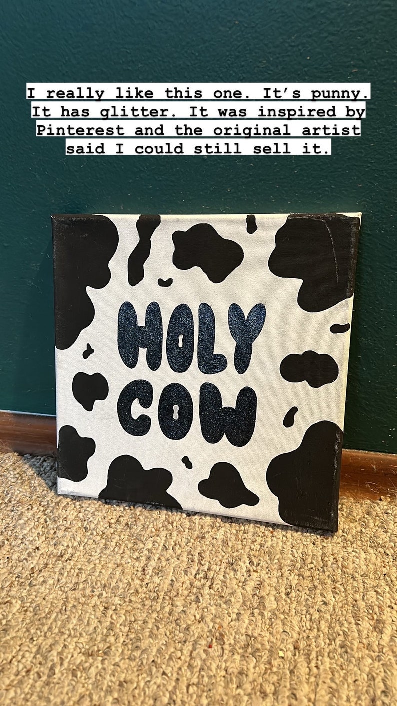 Holy Cow Funny Quote Glitter Painting Wall Art - Etsy