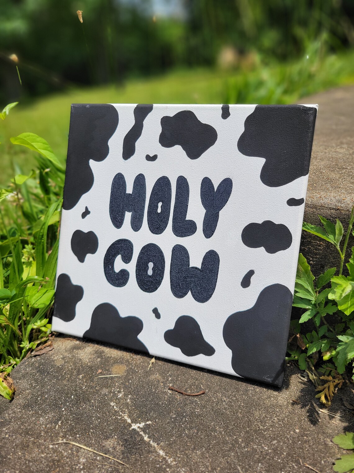 Holy Cow Funny Quote Glitter Painting Wall Art - Etsy