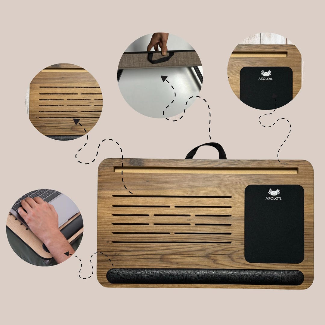 Cushioned Laptop Lap Desk With Mouse Pad, Phone & Tablet Holder - Etsy