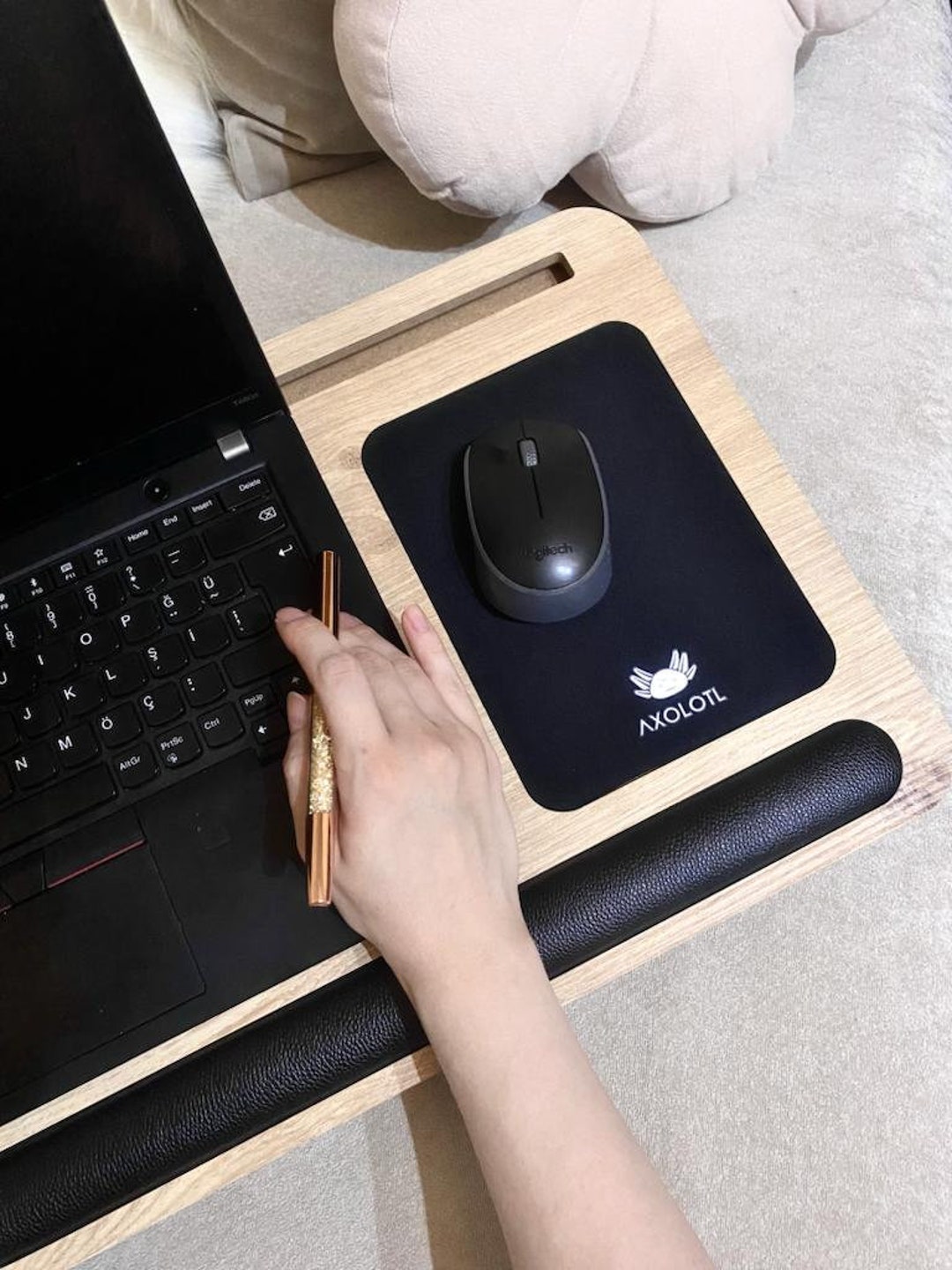 Cushioned Laptop Lap Desk With Mouse Pad, Phone & Tablet Holder - Etsy