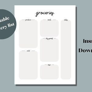 Printable Grocery List, Shopping List, Instant Download - Etsy