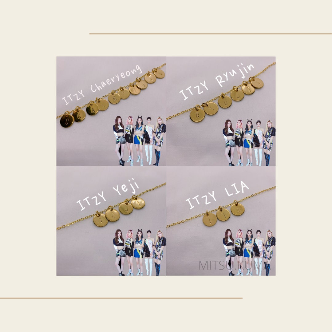 Itzy Kpop Gold Necklace Bracelet 10mm Pendant | Yeji Lia Ryujin ...