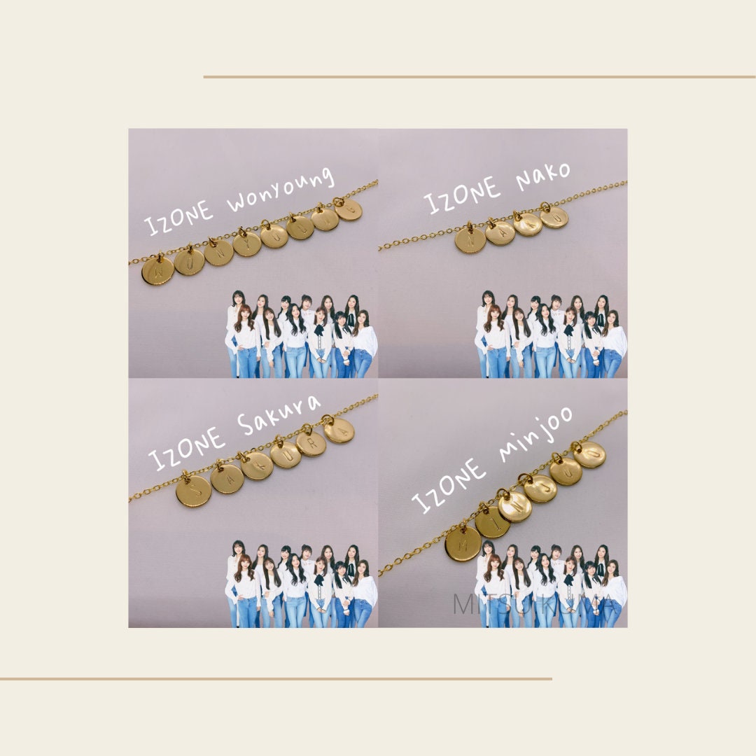 IZONE Kpop Gold Necklace Bracelet 10mm Pendant | Wonyoung Sakura Nako ...