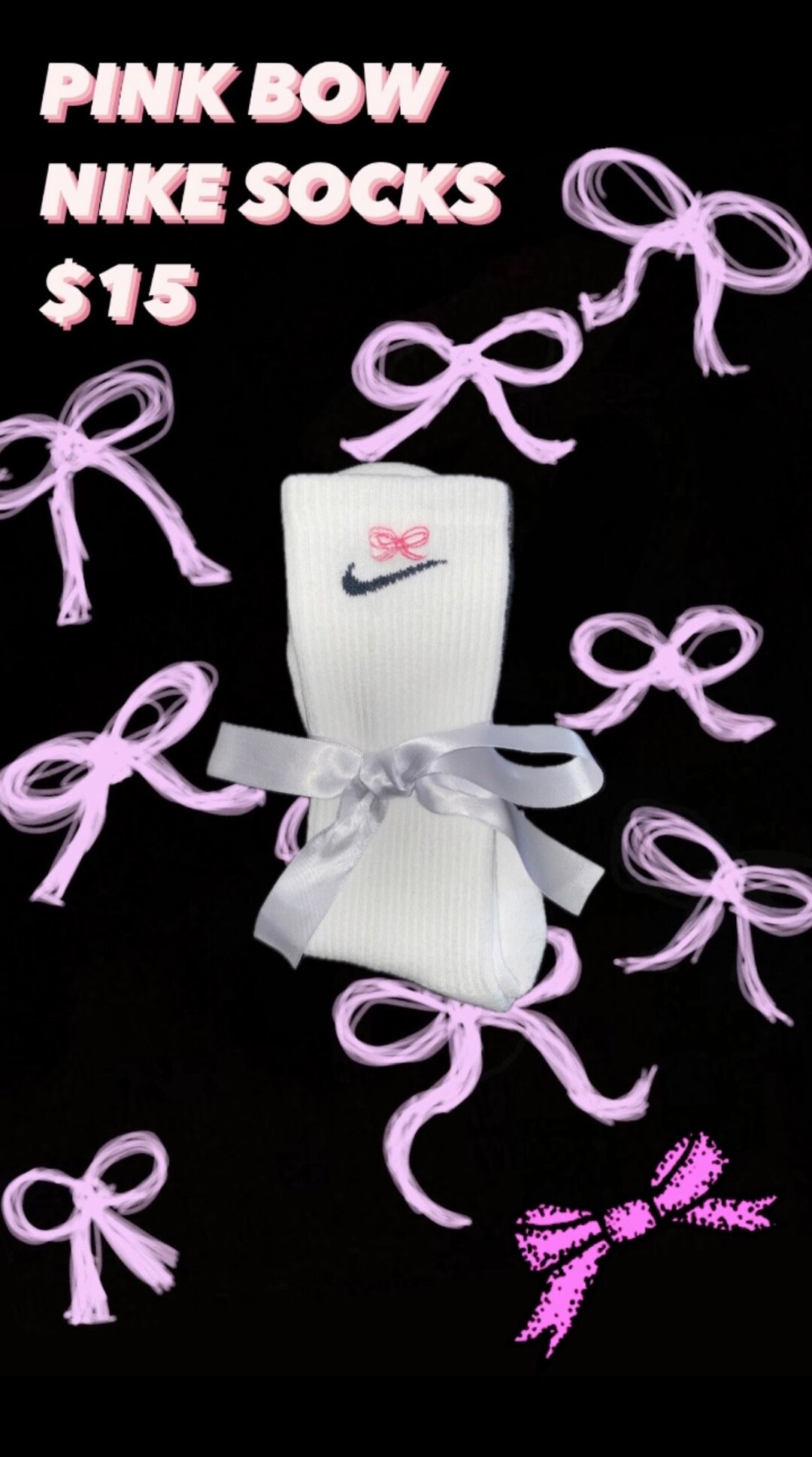 Pink Bow Custom Nike Socks - Etsy