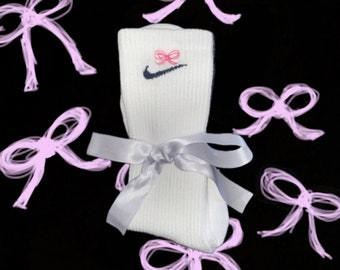 Embroidered Cute Bow Ankle Socks, Coquette Ankle Socks, Bow Ankle Socks ...