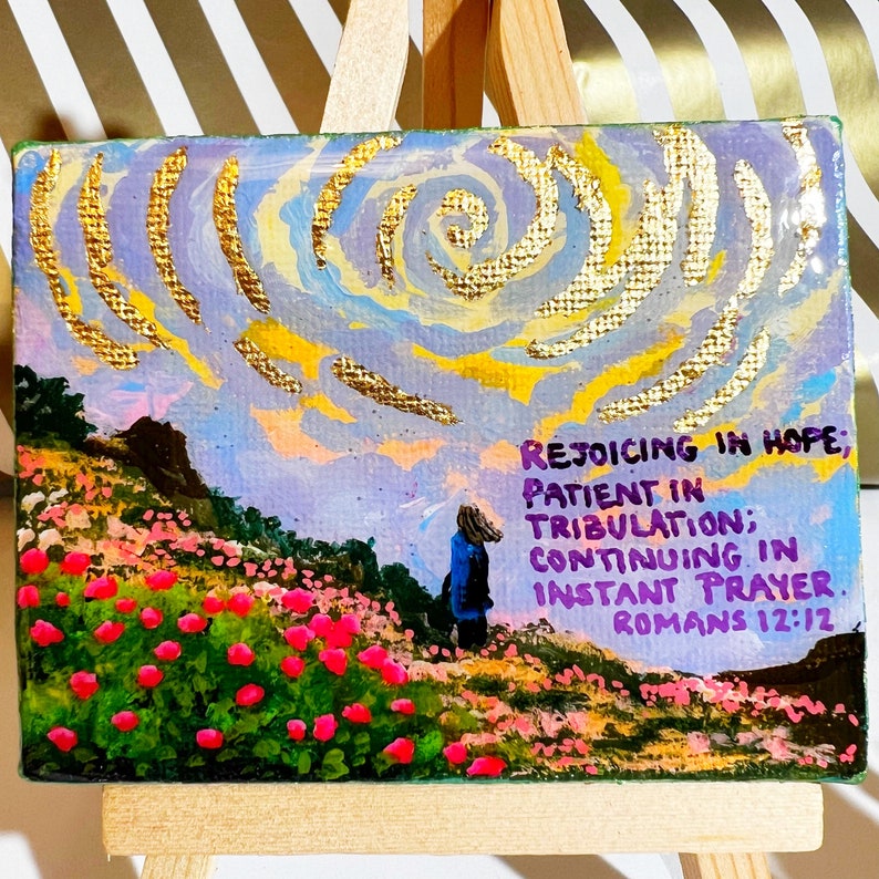 Custom Painting on Mini Canvas on Easel - Personalised Christian Art - Etsy