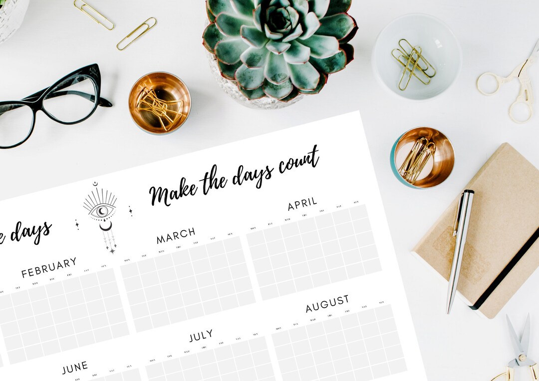 Printable Yearly Planner, Open Dated Yearly Scheduler, Yearly Overview ...