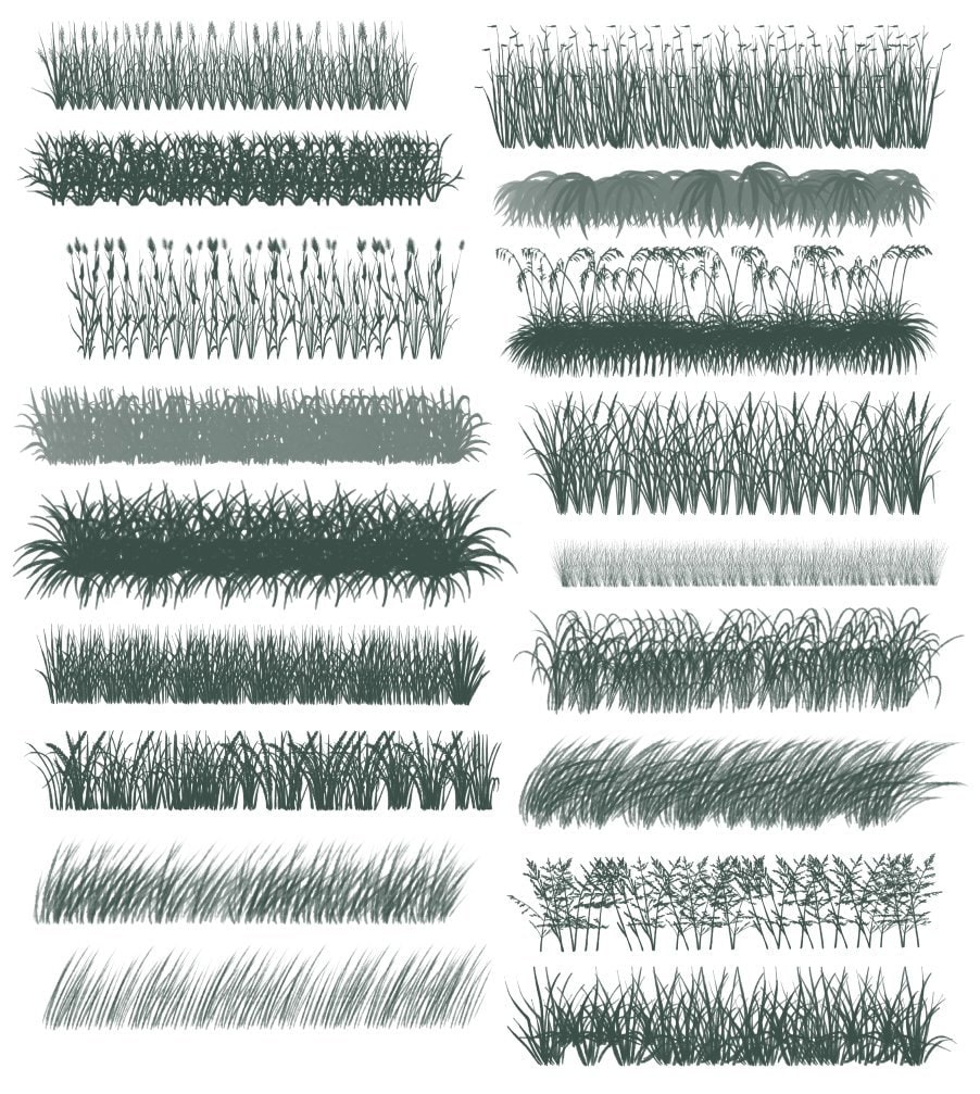 50 Grass Brushes for Clip Studio Paint, CSP Brushes, Digital Paint ...